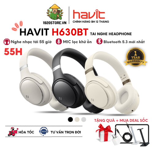 Tai Nghe Chụp Tai HAVIT H630BT | Pin 55H | BH 12 Tháng